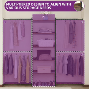 17 Stories Adjustable Heavy Duty Garment Rack Walk In Closet Organizer ...