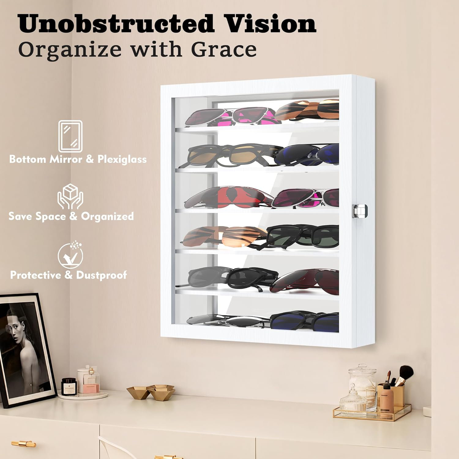 Ebern Designs Eyeglasses Display Case, Eyewear Holder Wall,Mounted ...