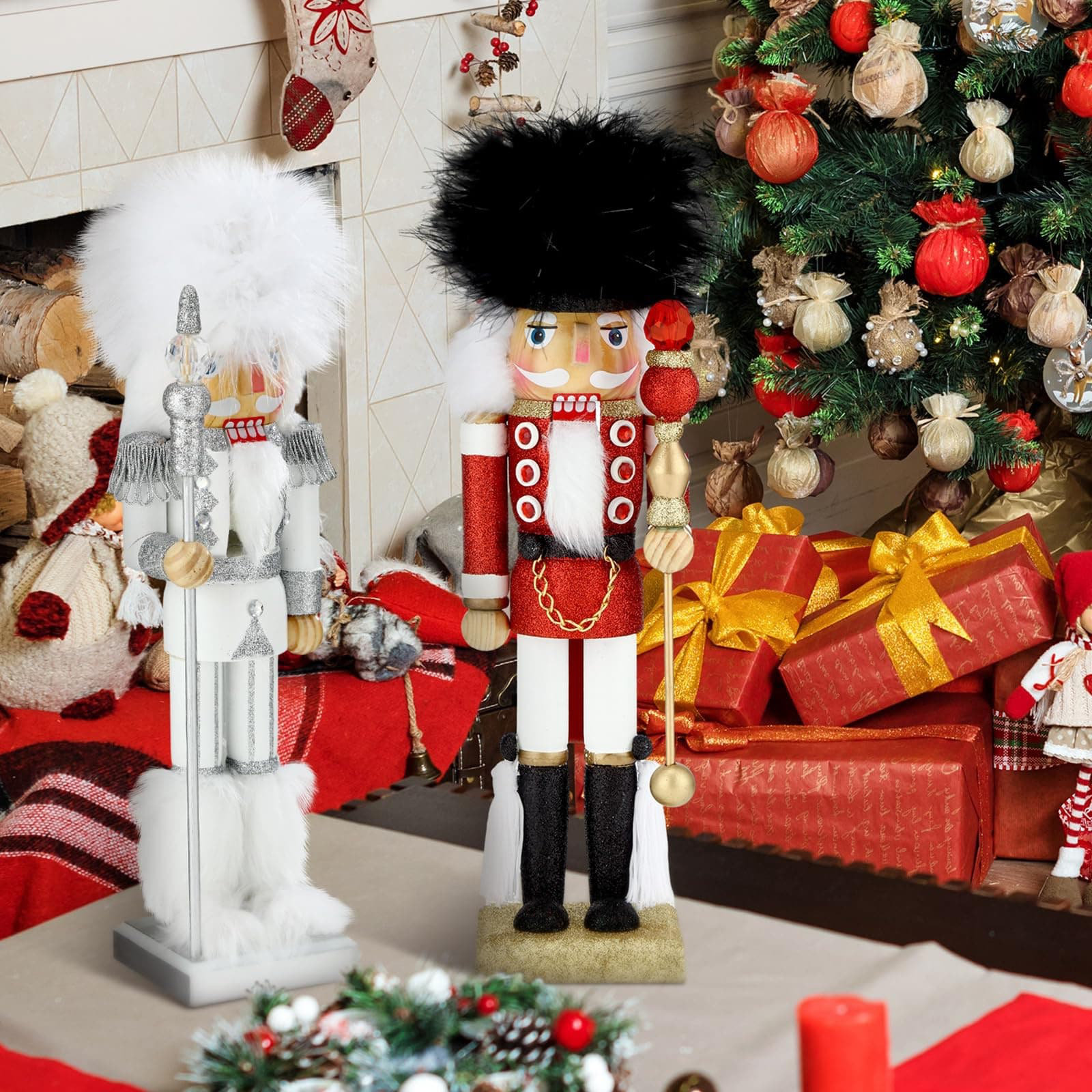 The Holiday Aisle® 2 Pcs Christmas Nutcracker, 14'' Wooden Nutcracker ...