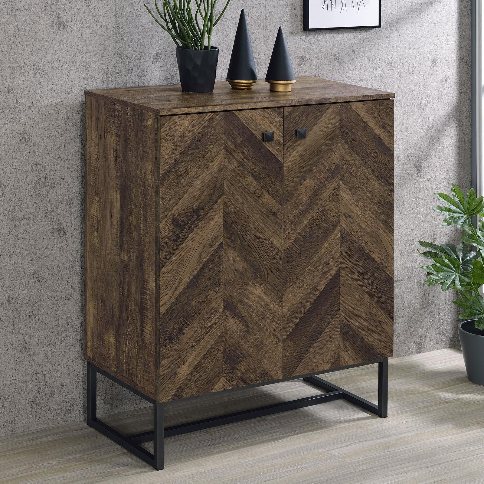 Ophelia & Co. Carolyn Rustic Oak/Gunmetal 2-Door Accent Cabinet | Wayfair