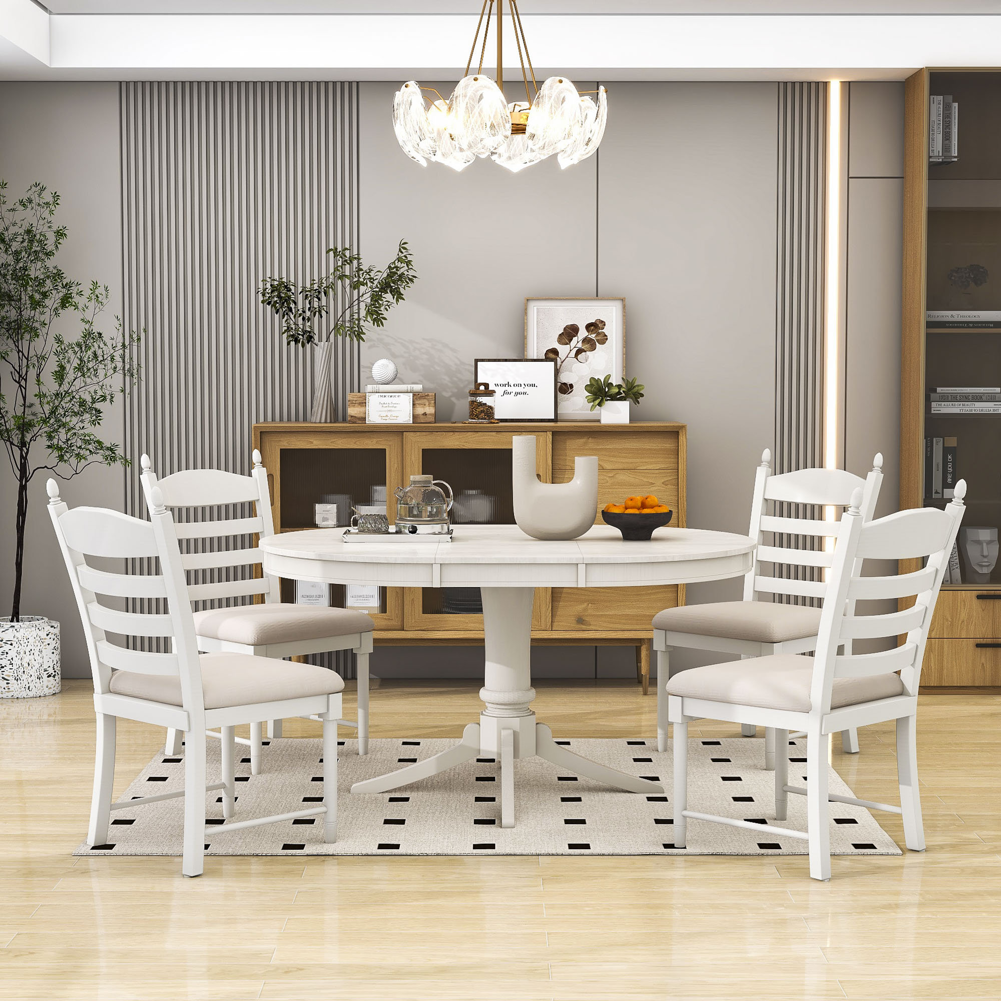 Red Barrel Studio® Gracelinn 5 - Piece Pedestal Dining Set, Wood Round ...