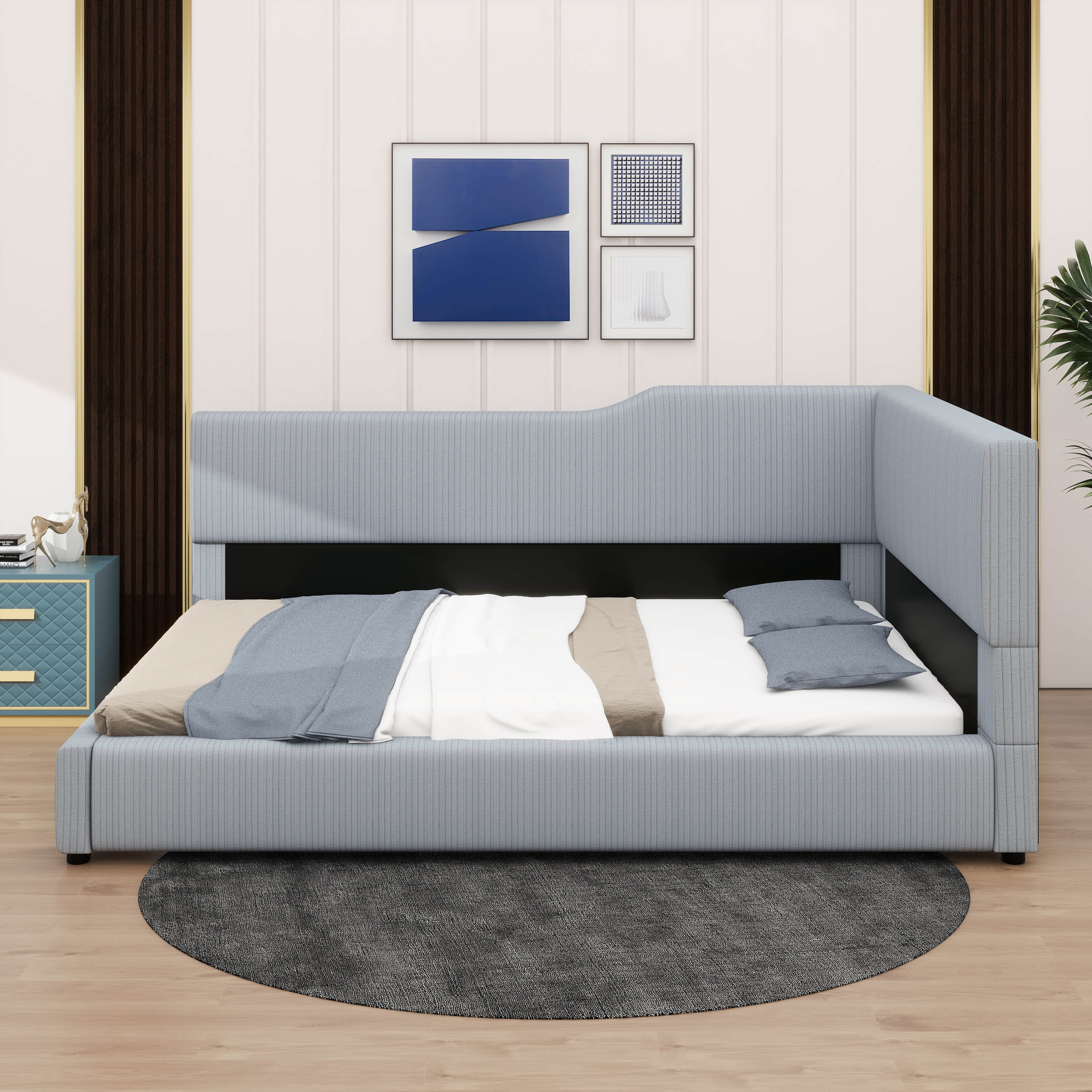 Latitude Run® Corduroy Full-Size L-Shaped Daybed | Wayfair