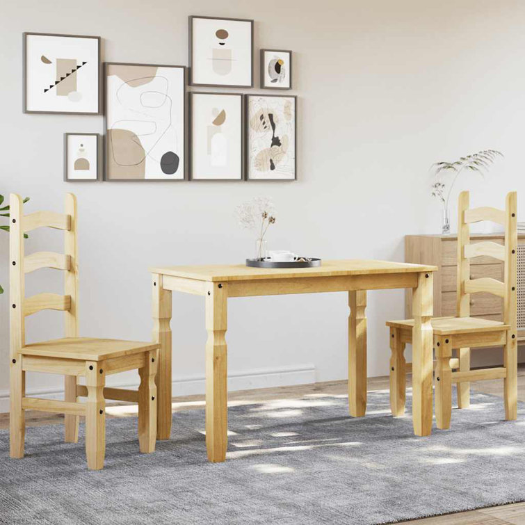 ClassicLiving 3 Piece Dining Set Panama White Solid Wood Pine | Wayfair ...