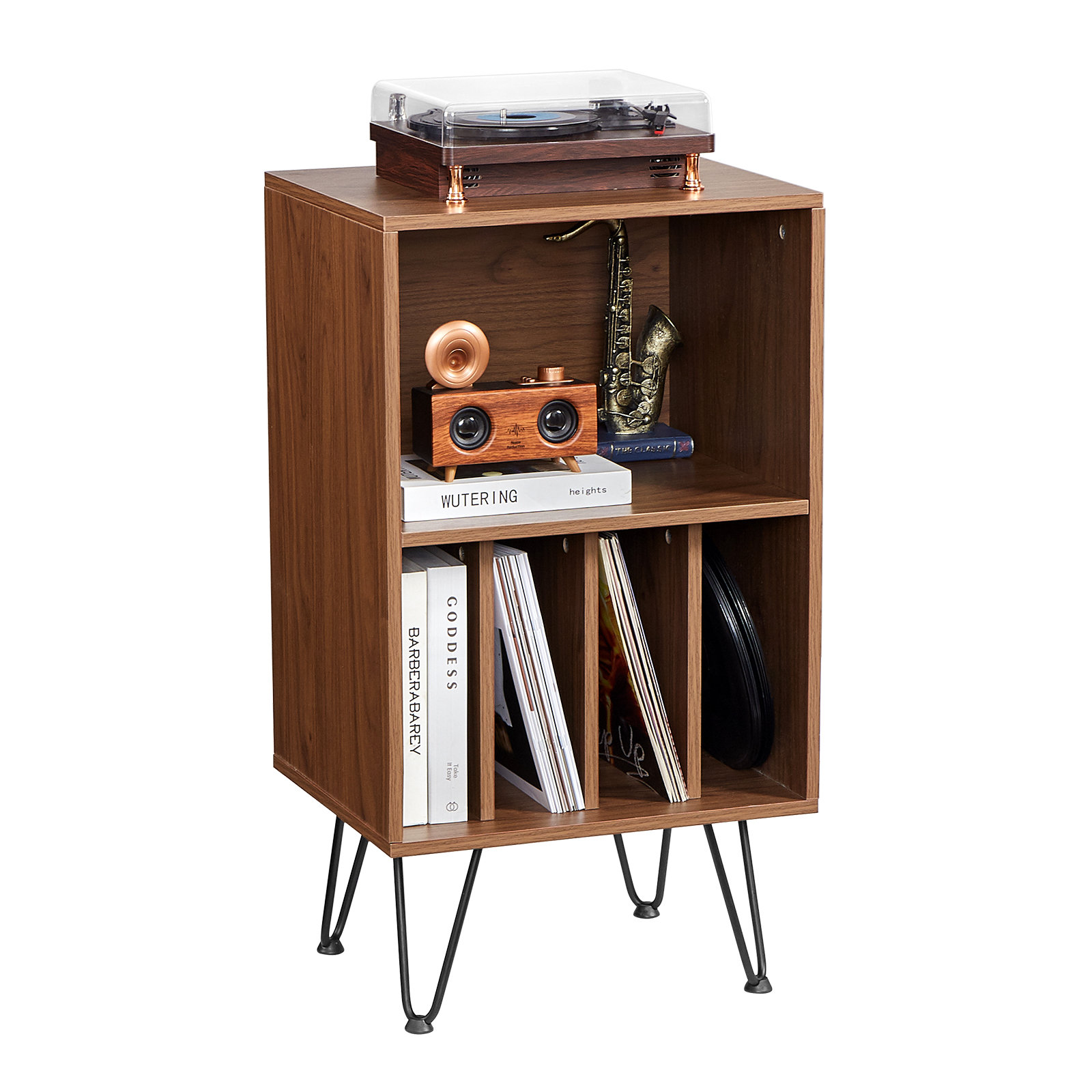 17 Stories 3-Tier Record Player Stand Vinyl Record Stand up to 150 ...
