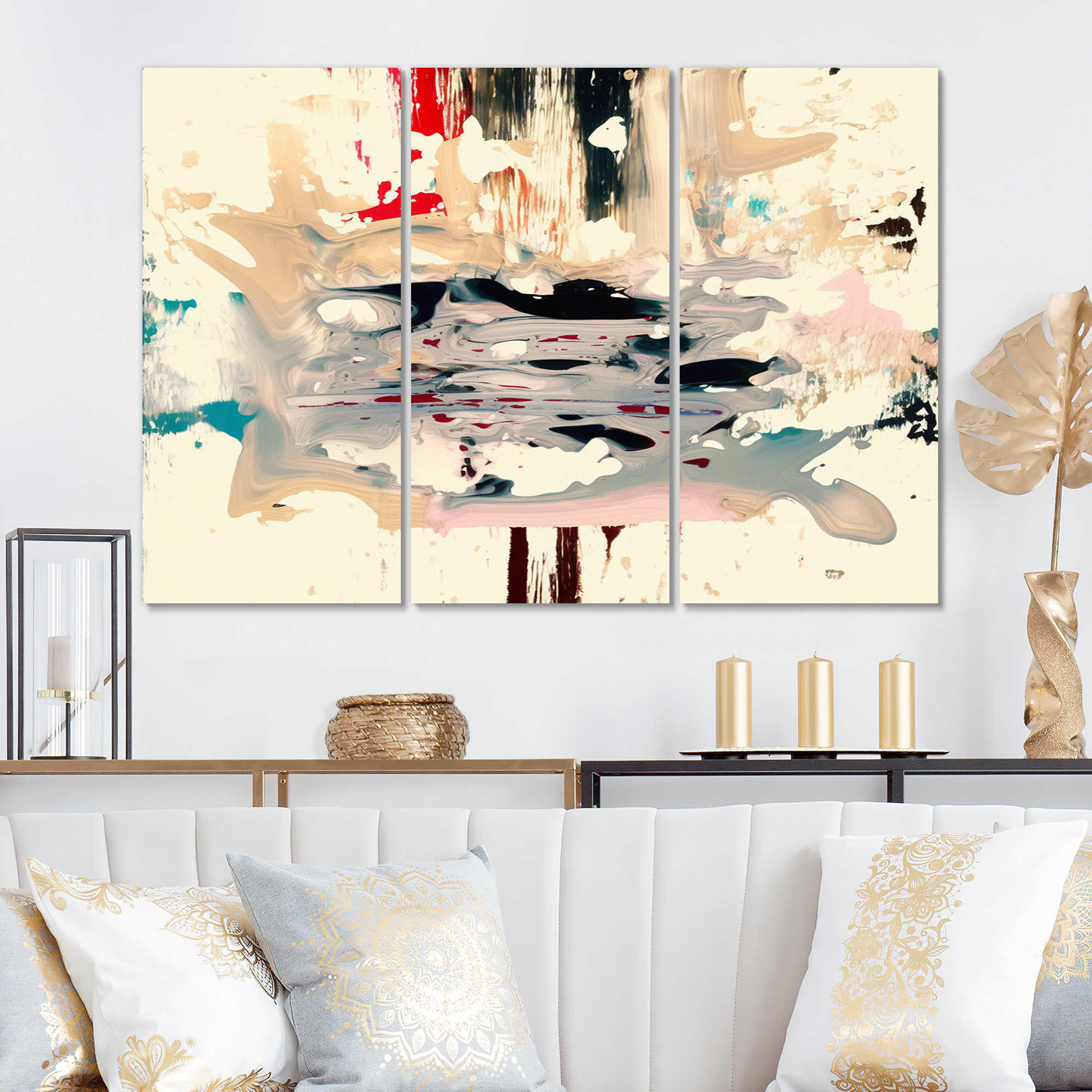 Ivy Bronx Dancing Alone Minimal Abstract Painting II 3 Pieces | Wayfair