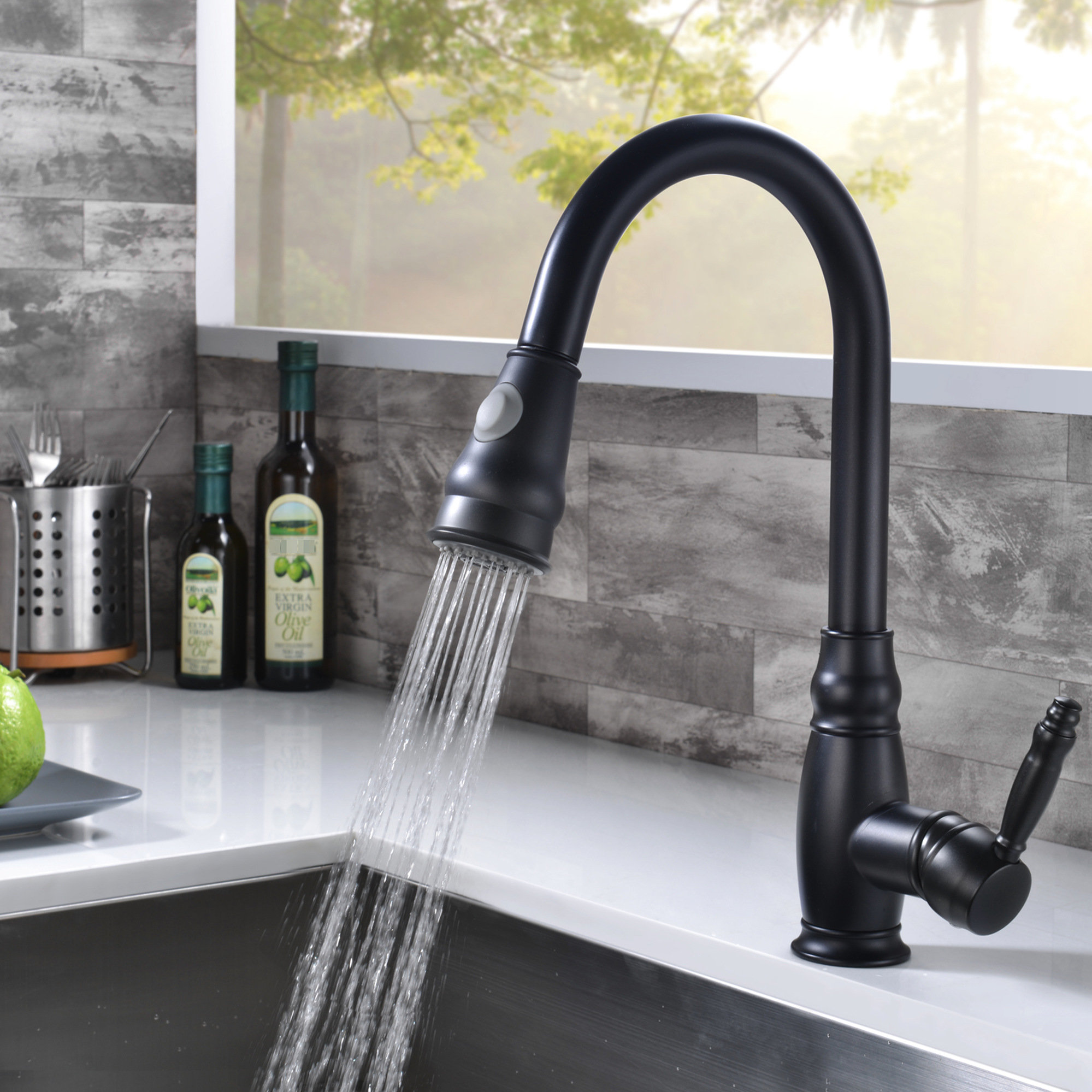 Wrought Studio™ Brass Kitchen Sink Faucets - Commercial Modern With ...