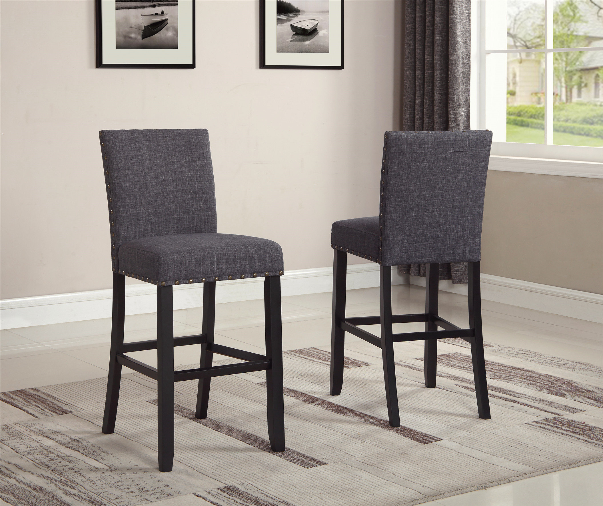 Abrahams Charming Hardwood Bar Stools with Exquisite Trim and Cozy ...