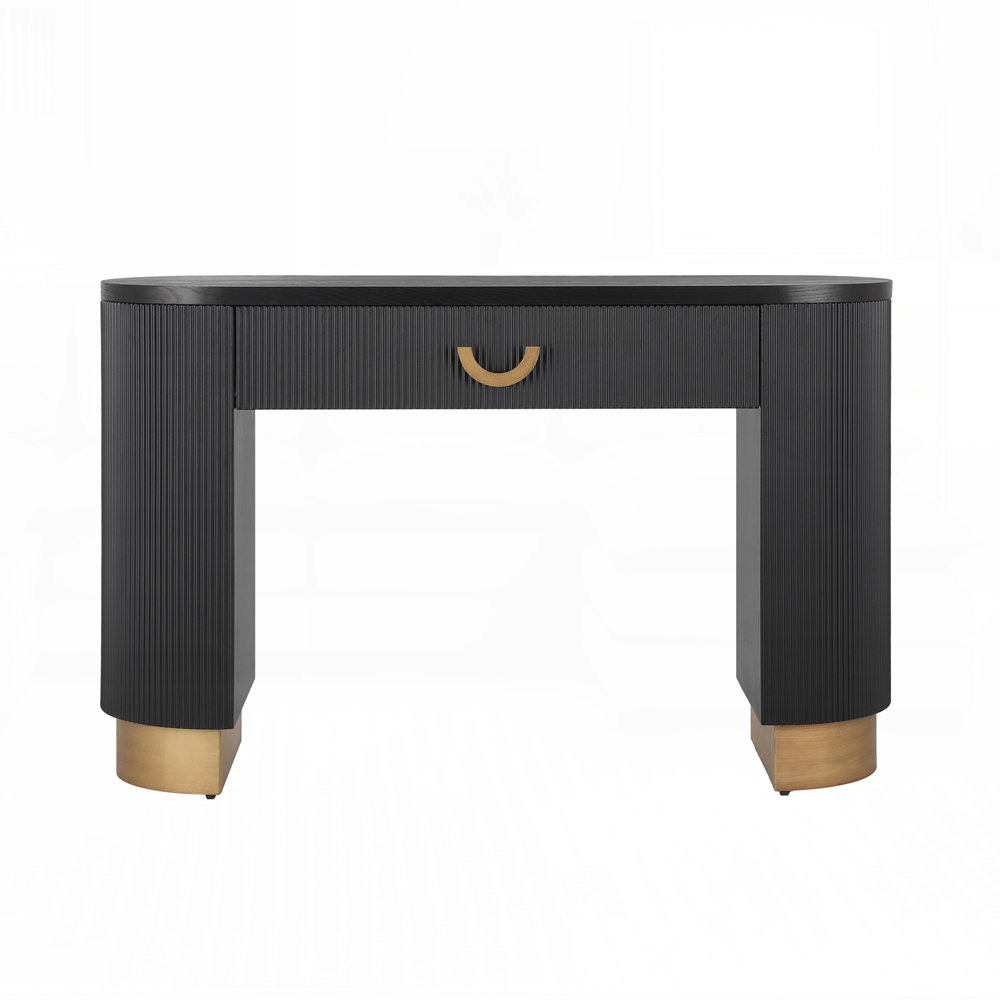 Everly Quinn Modern Console Table with Vertical Ribbed Design Compact ...