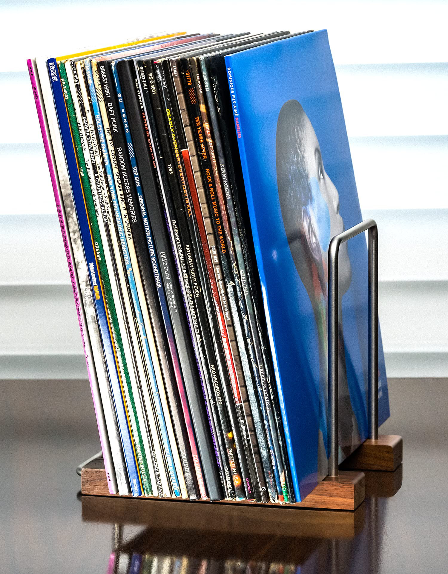 Ebern Designs 35 Lp Solid Walnut Wood Record Holder For Albums | Wayfair
