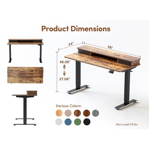 Inbox Zero Height Adjustable Standing Desk & Reviews | Wayfair