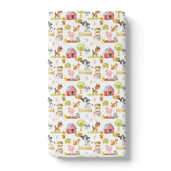 Honey Lemonade Twin Size Fitted Sheet - Farm Animals Design for Kids ...