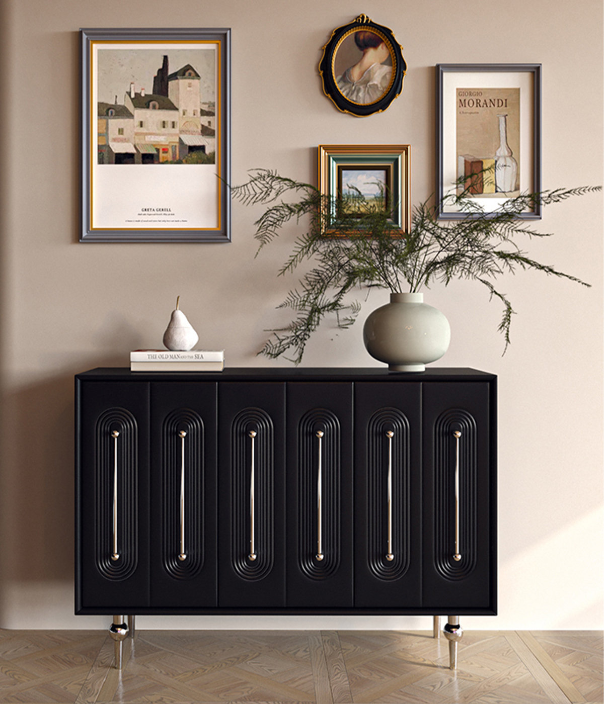 abodeappeal 47.24" Black Rectangular Solid + Manufactured Wood ...