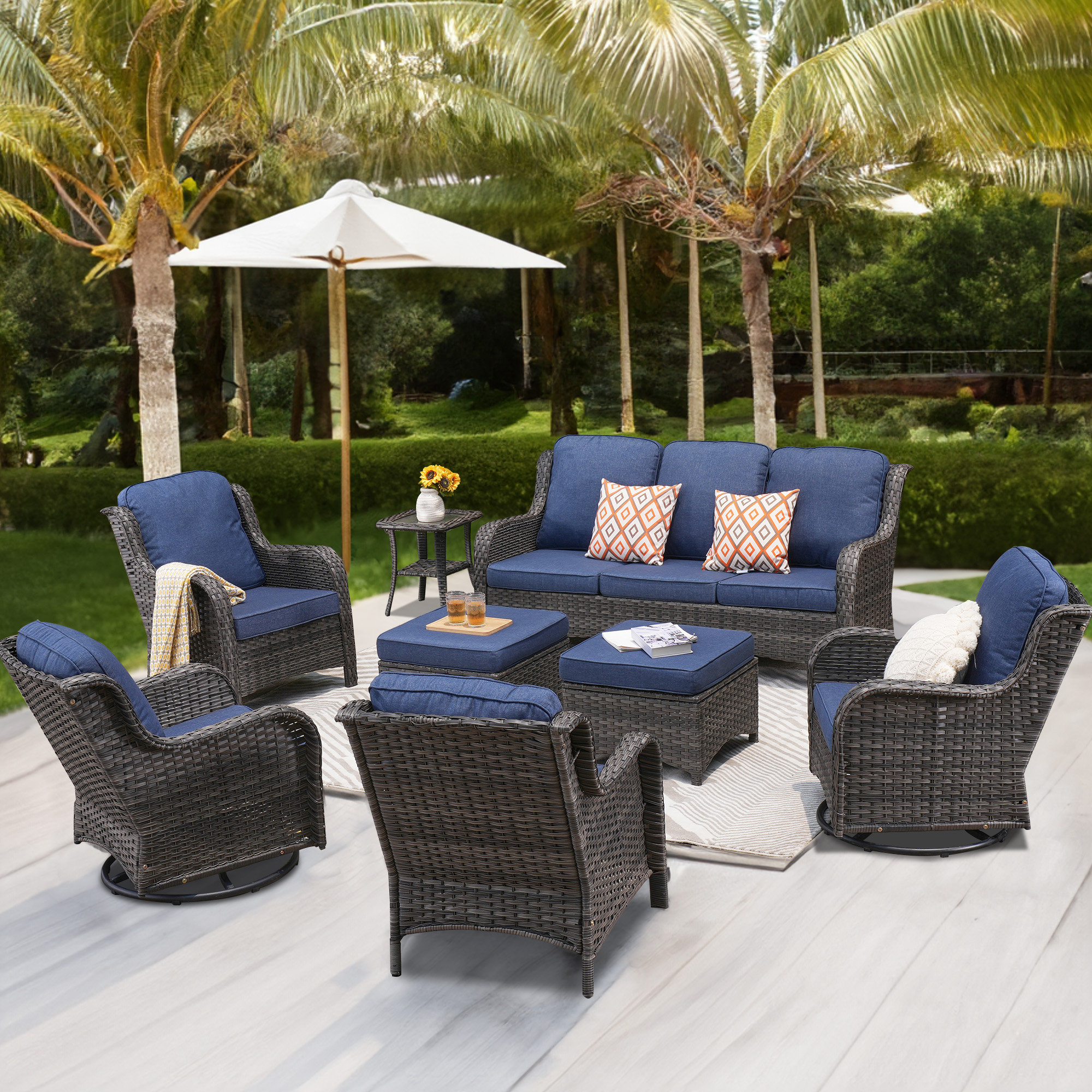 OVIOS Guillen 7 - Person Outdoor Seating Group with Cushions & Reviews ...