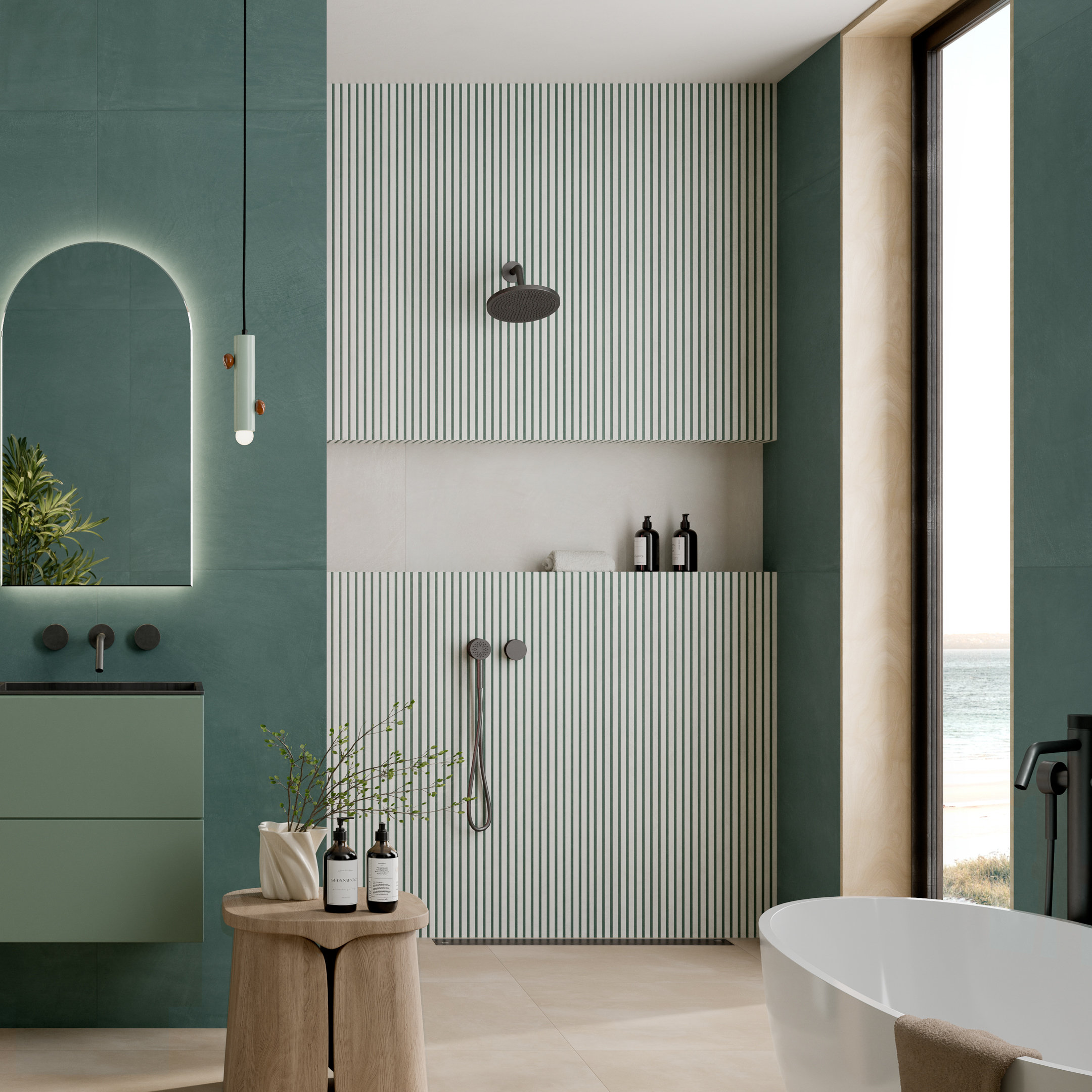 Encore Surfaces Ludo Nova 24" x 48" 3D Fluted Panel Wall Tile | Wayfair