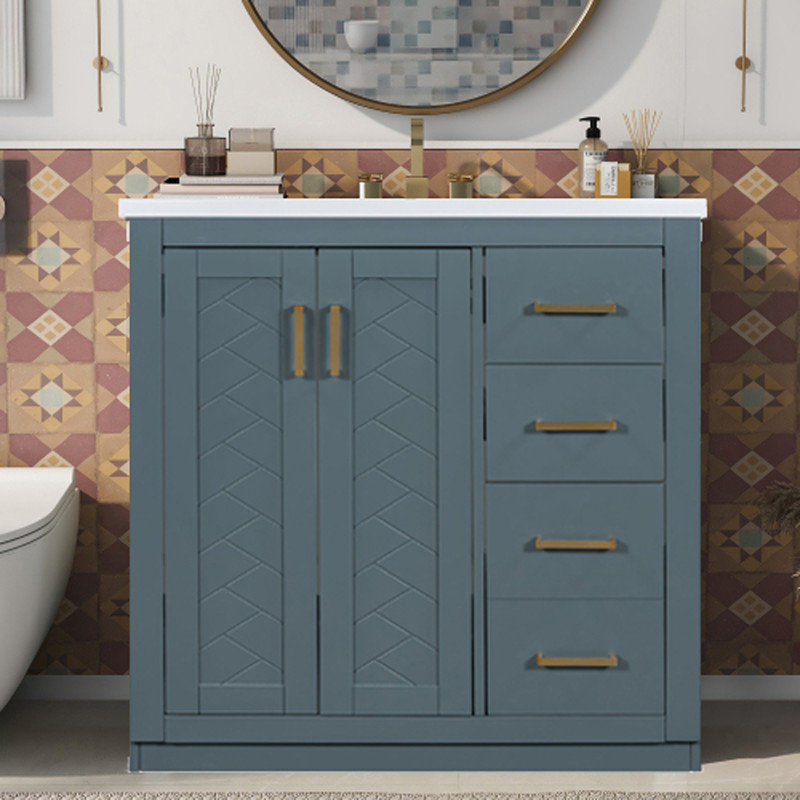 Mercer41 Zahian 30'' Single Bathroom Vanity with Resin Top | Wayfair