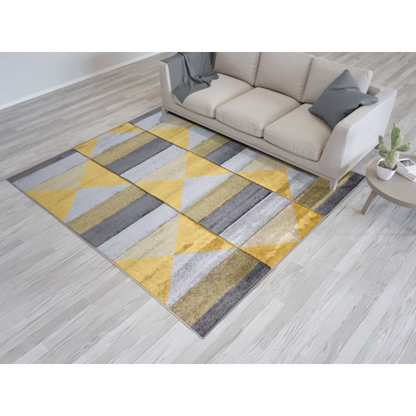 George Oliver Ferebee Yellow/Grey Indoor Rug | Wayfair.co.uk