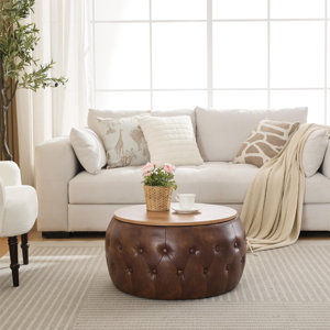 Round Upholstered Coffee Tables You'll Love | Wayfair