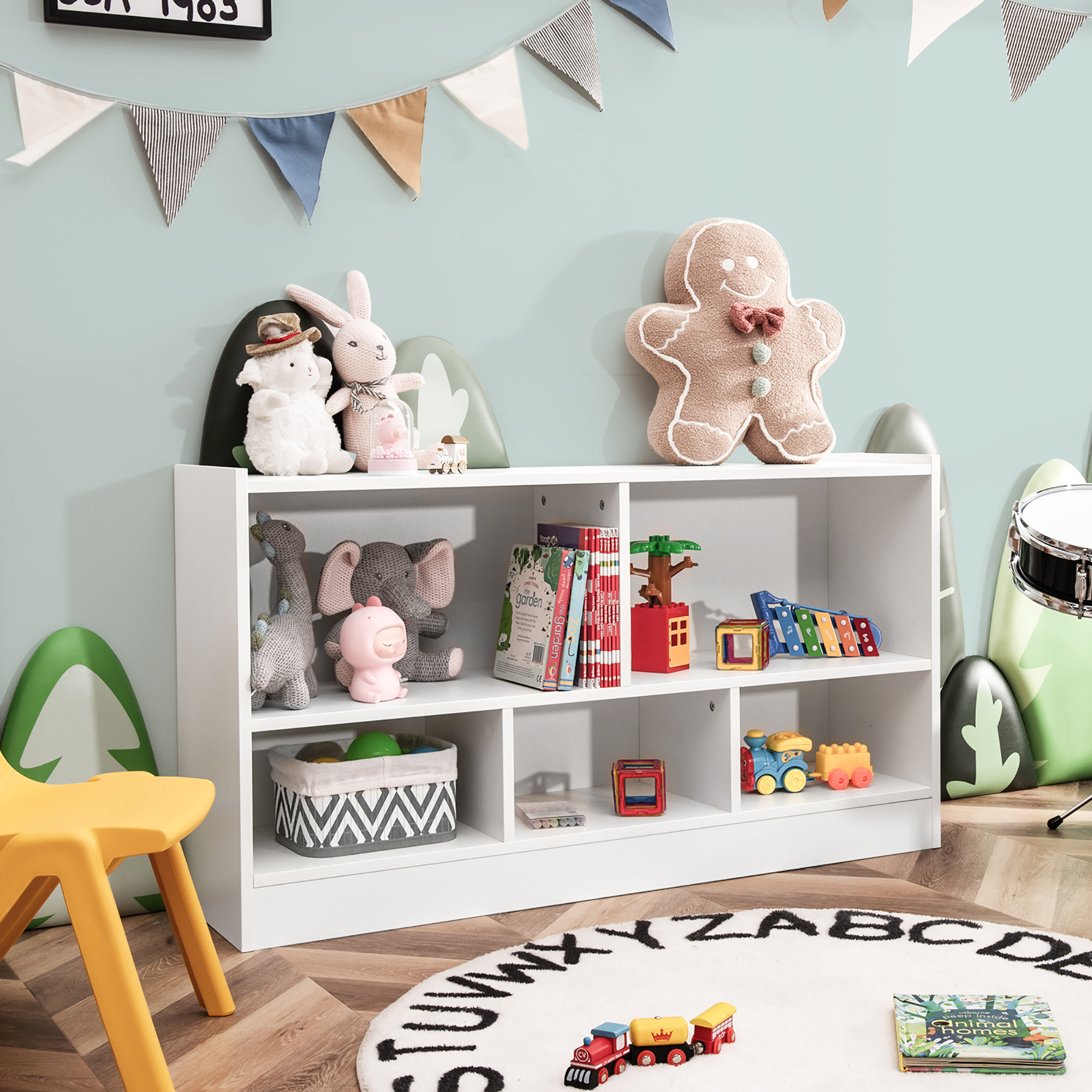 Latitude Run® Wooden 5 Cube Storage Cabinet Bookcase | Wayfair