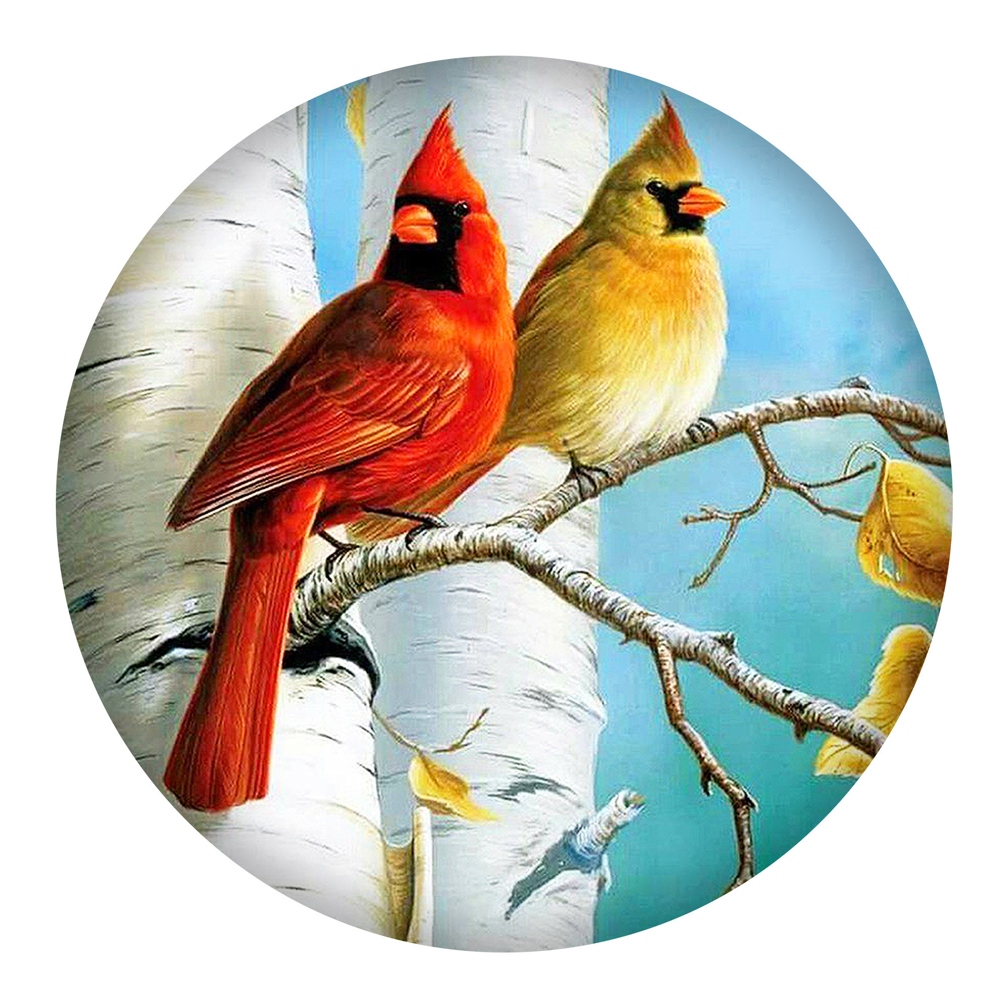 Red Barrel Studio® Fall Cardinals - Unframed Painting on Metal | Wayfair
