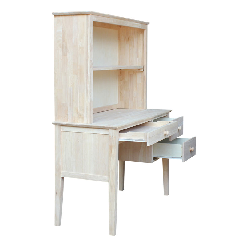 August Grove® Newville Solid Wood Desk with Hutch & Reviews | Wayfair