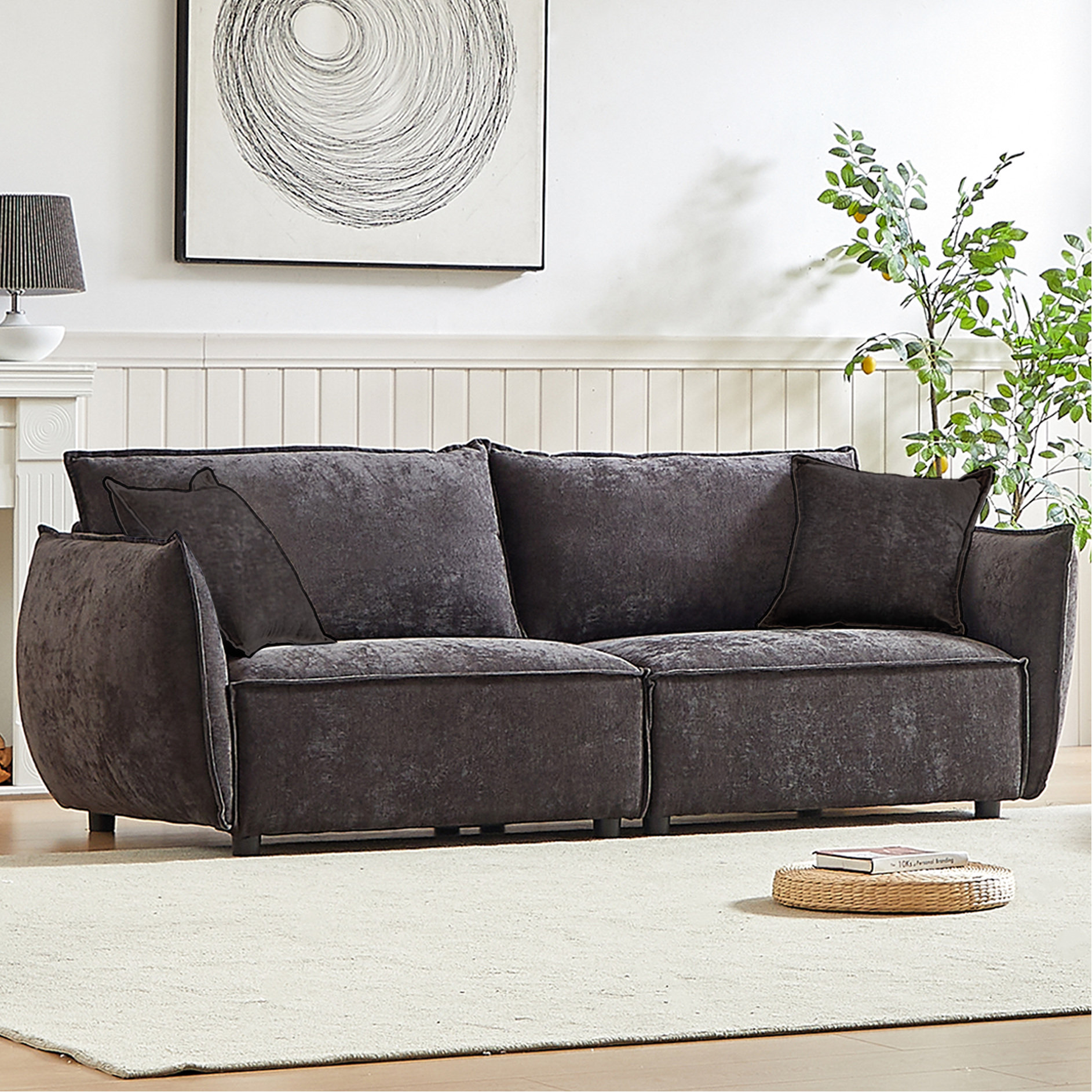Mercer41 Contemporary Sectional For Home, Thickly Padded, Soft Chenille ...