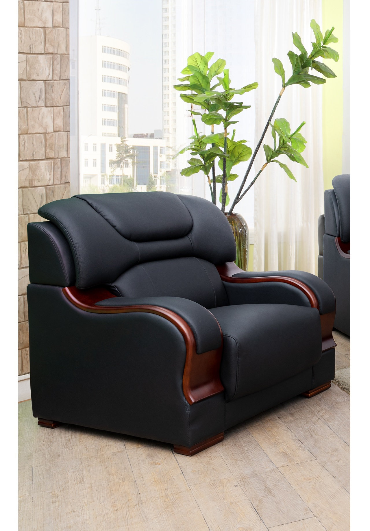 Latitude Run® Aritomo Genuine Leather Black 1-Piece Sofa | Wayfair