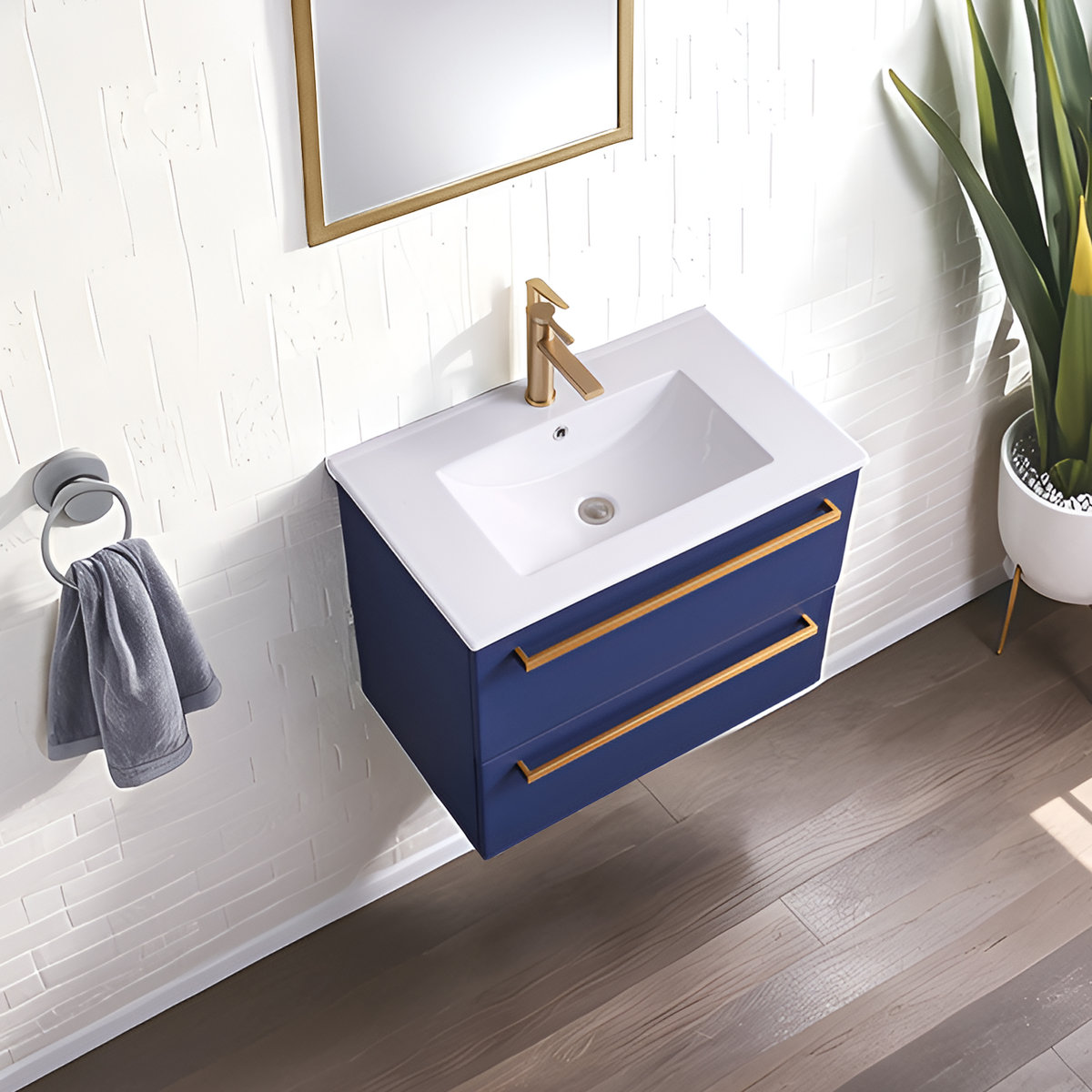 Mercer41 30" Modern Blue Floating Bathroom Vanity | Wayfair