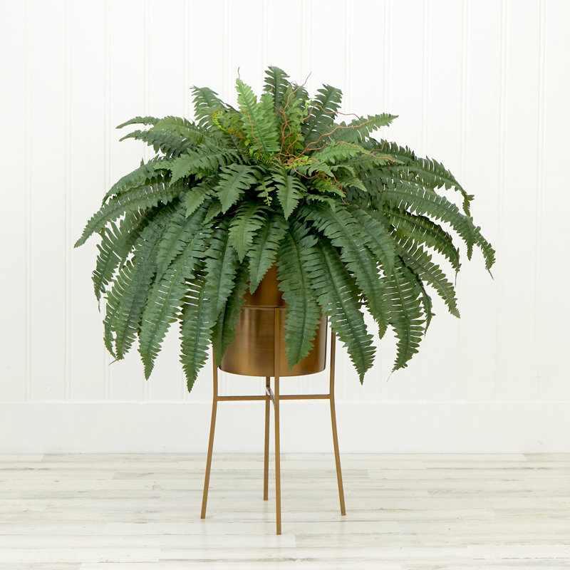 Primrue 32'' Faux Fern Plant in Metal Planter | Wayfair