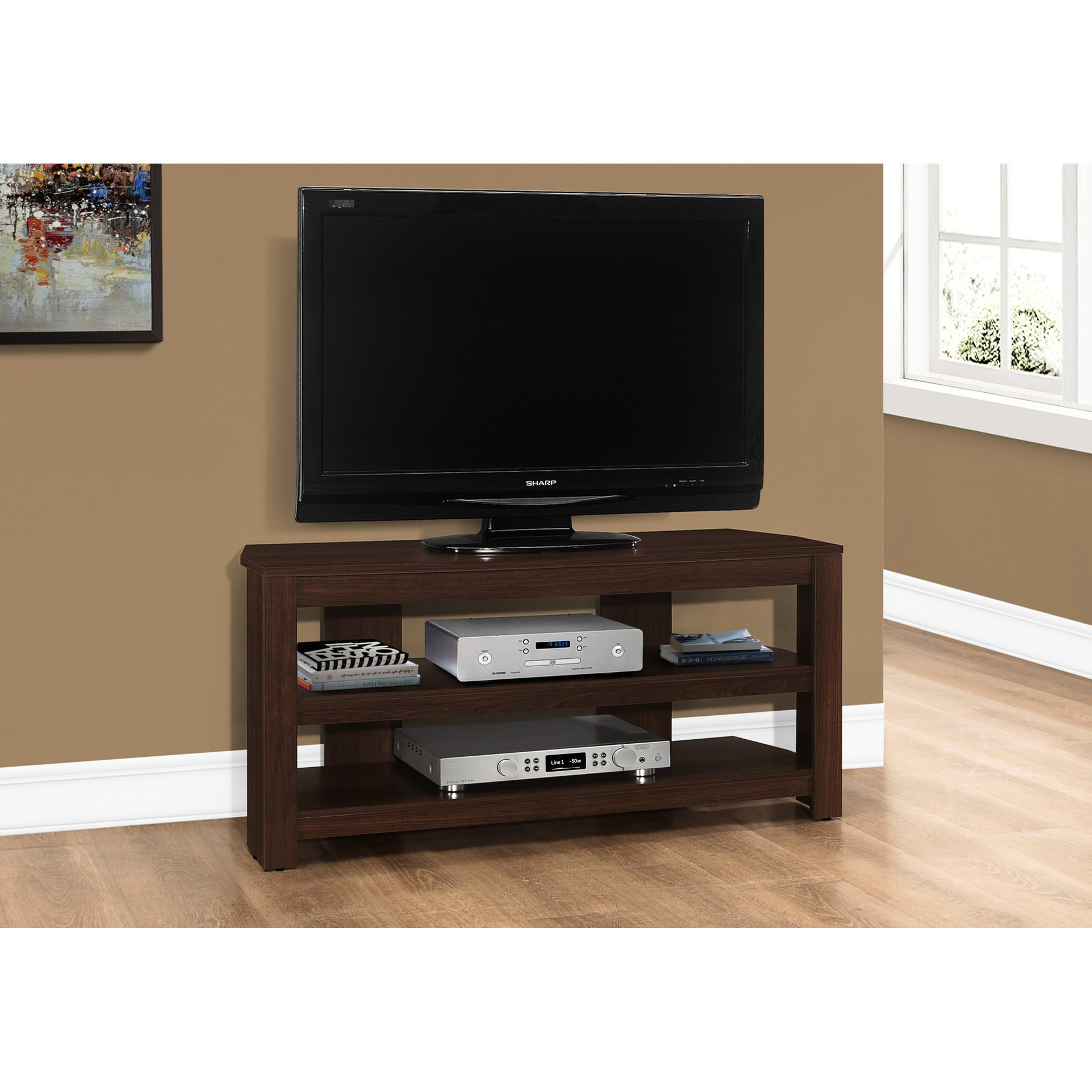 Ebern Designs Contemporary 42 Inch Tv Stand, With Functional Shelves ...
