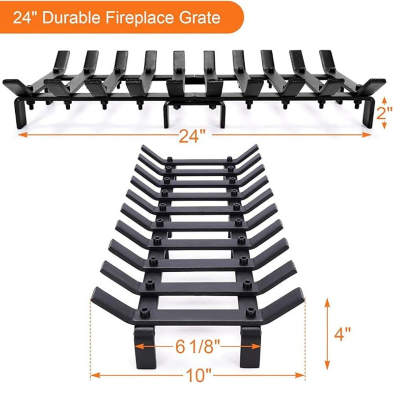 Arlmont & Co. 24" Fireplace Grate or Wood Stove Grate Rack | Wayfair