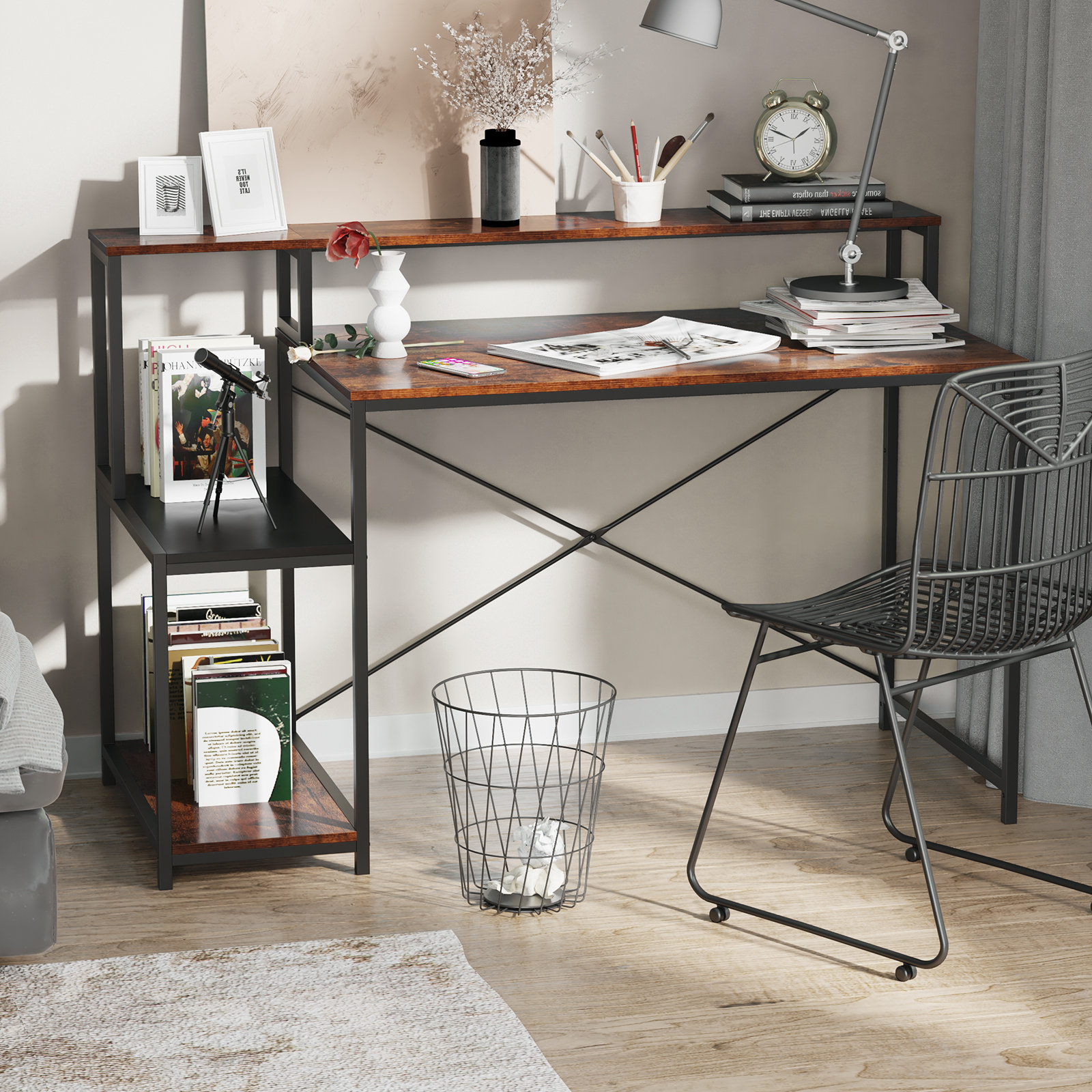 17 Stories Metal Base Writing Desk | Wayfair