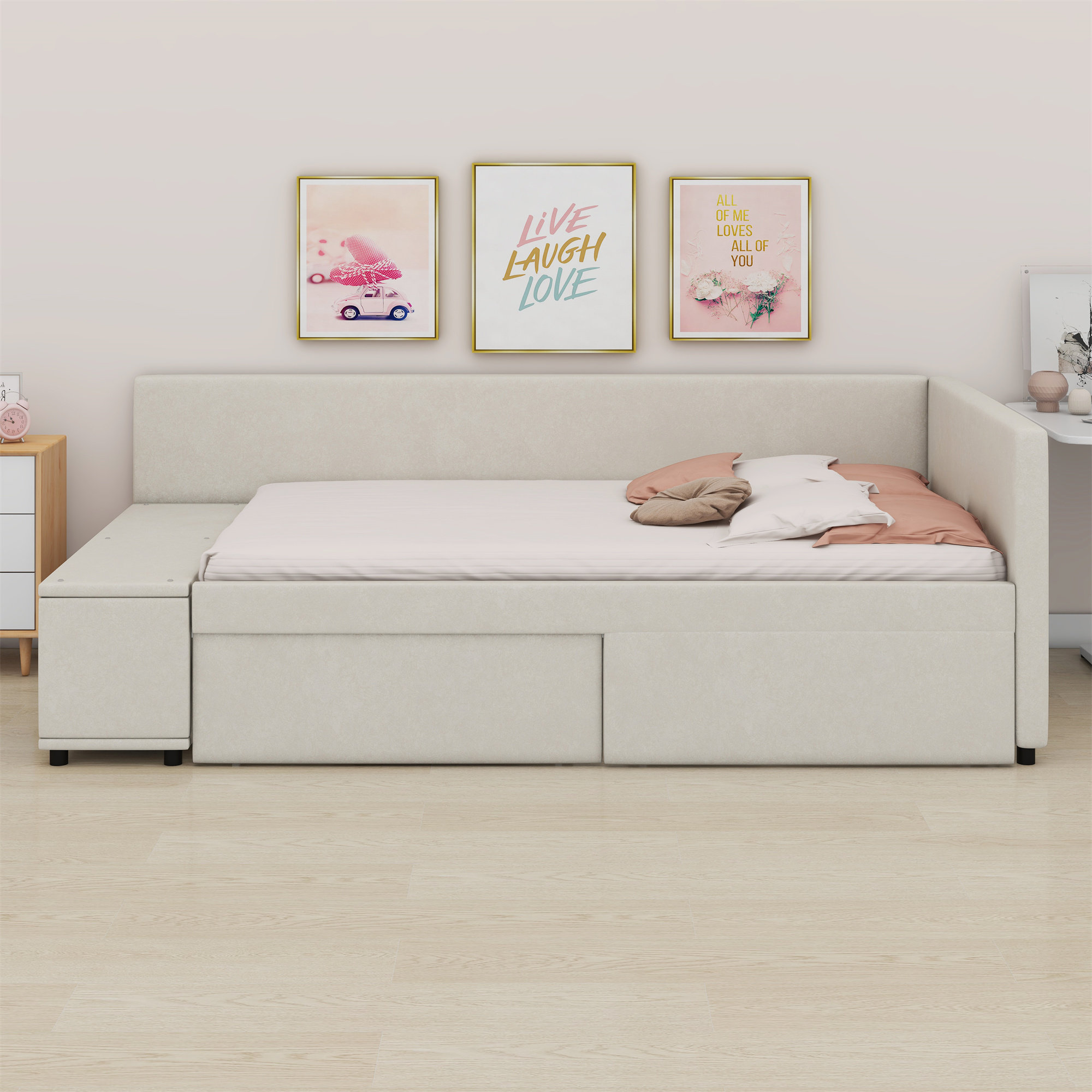 Latitude Run® L-Shaped Upholstered Platform Bed With Storage And ...