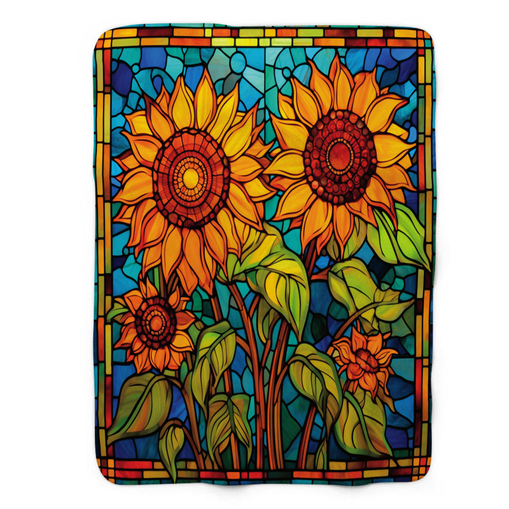 MentionedYou Stained Glass Blooms - 1 Piece Premium Sherpa Blanket ...