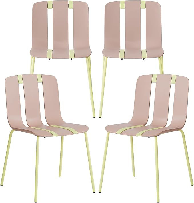 Xdeco Modern Outdoor & Indoor Plastic Dining Chairs, Durable Metal ...