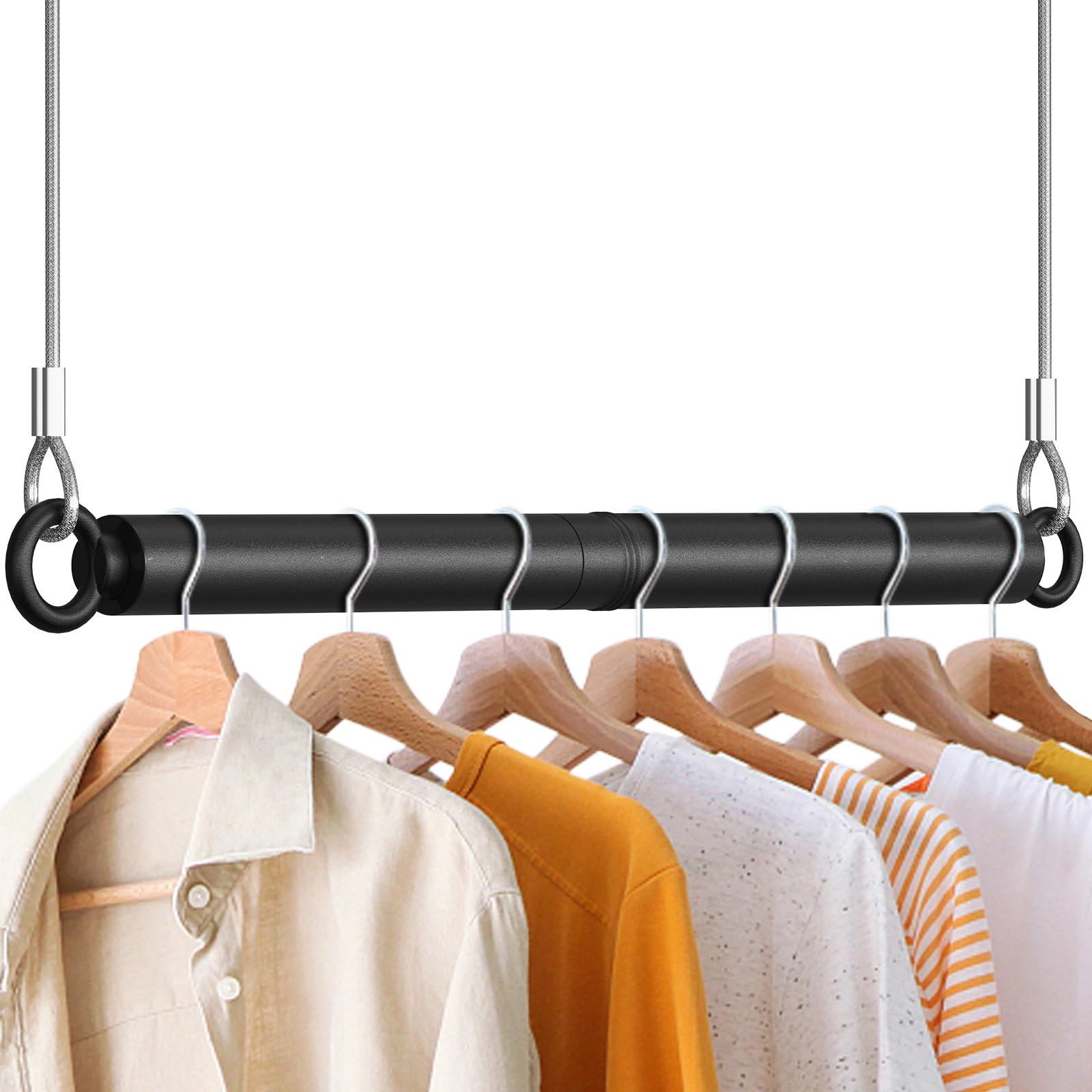 Rebrilliant Closet Rail, Space Saving Closet Rail, Black | Wayfair
