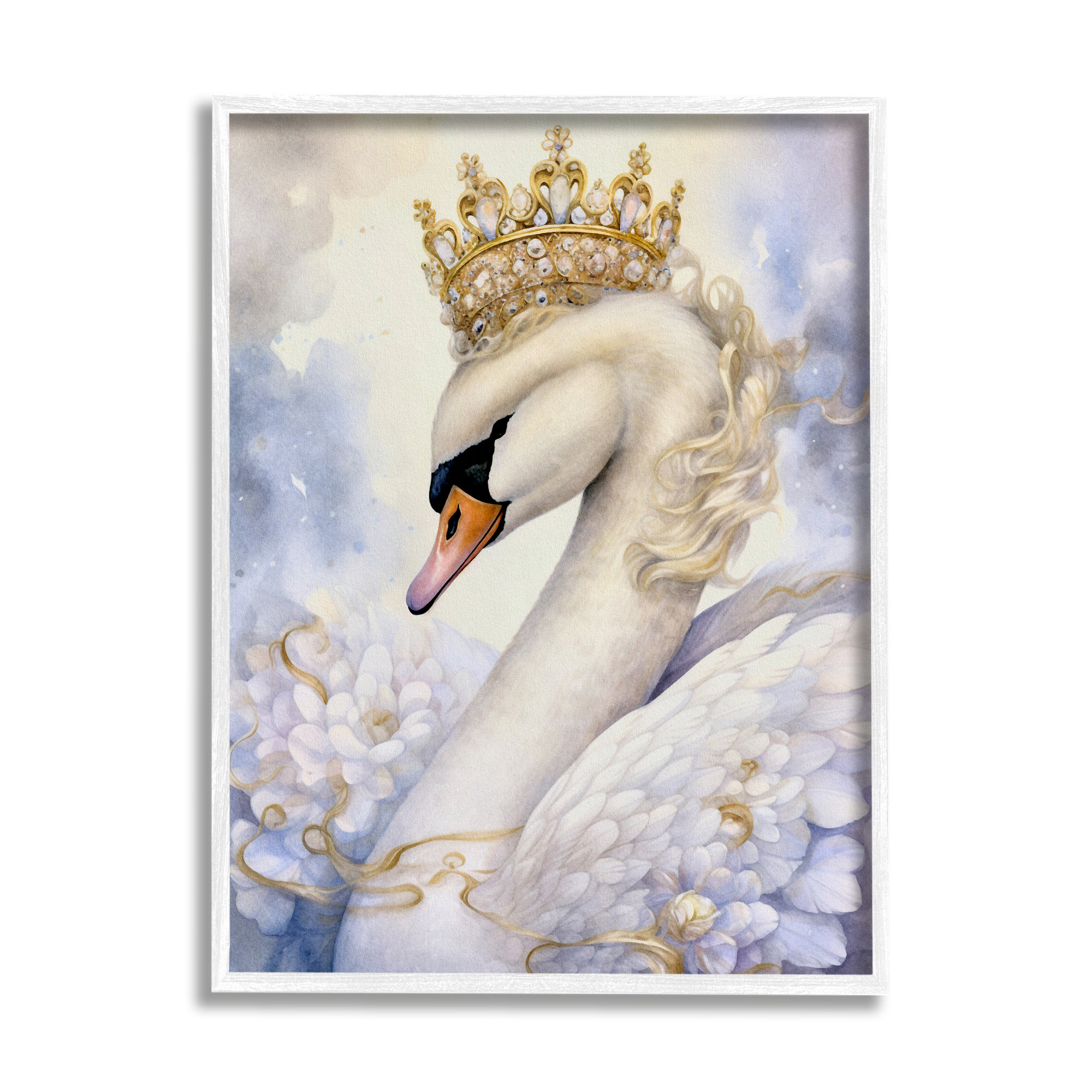 Stupell Industries Elegant Princess Swan No Frame Print on Wood | Wayfair