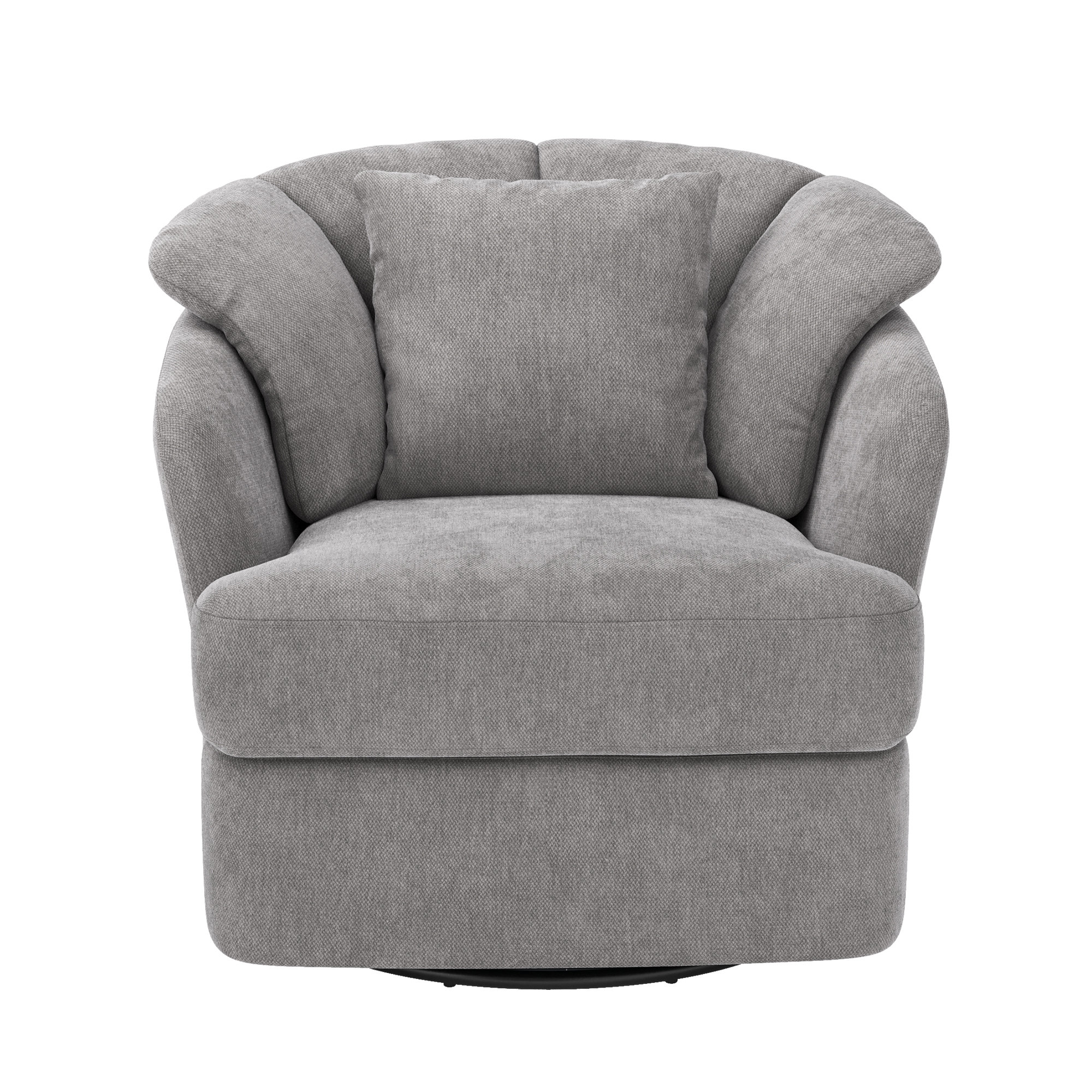 George Oliver Linen Swivel Chair, Metal Ring Barrel Chair Mid Century ...