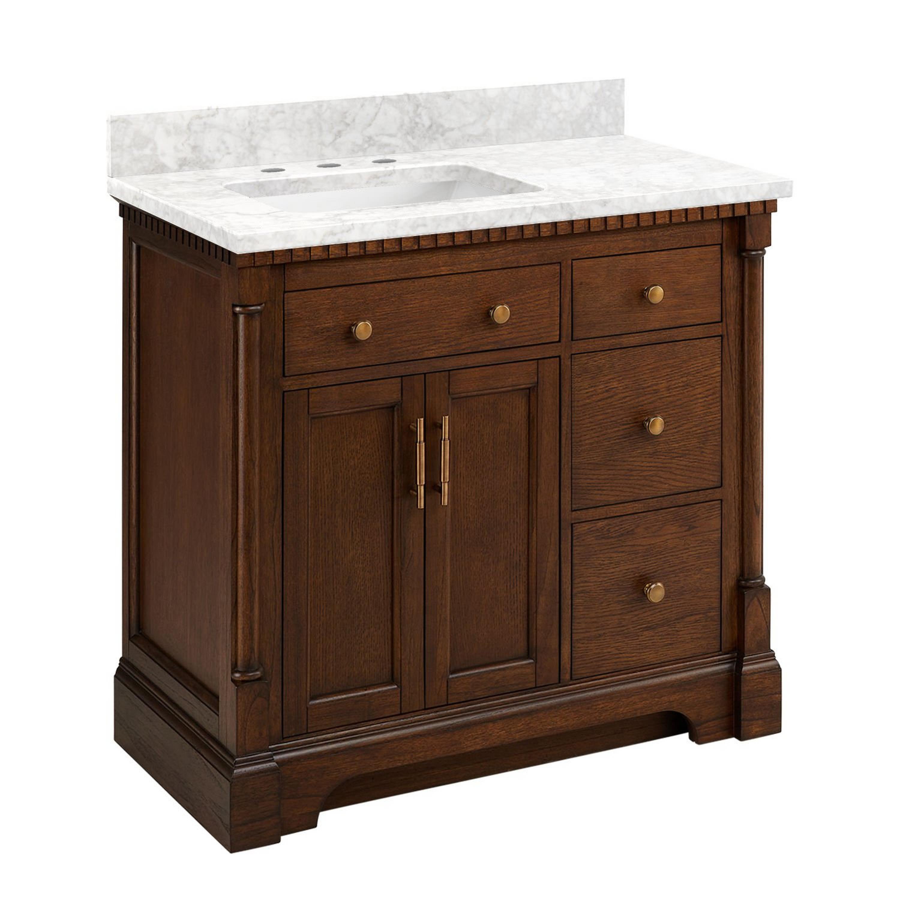 Signature Hardware Claudia 36" Mahogany Single Basin Vanity Set with ...