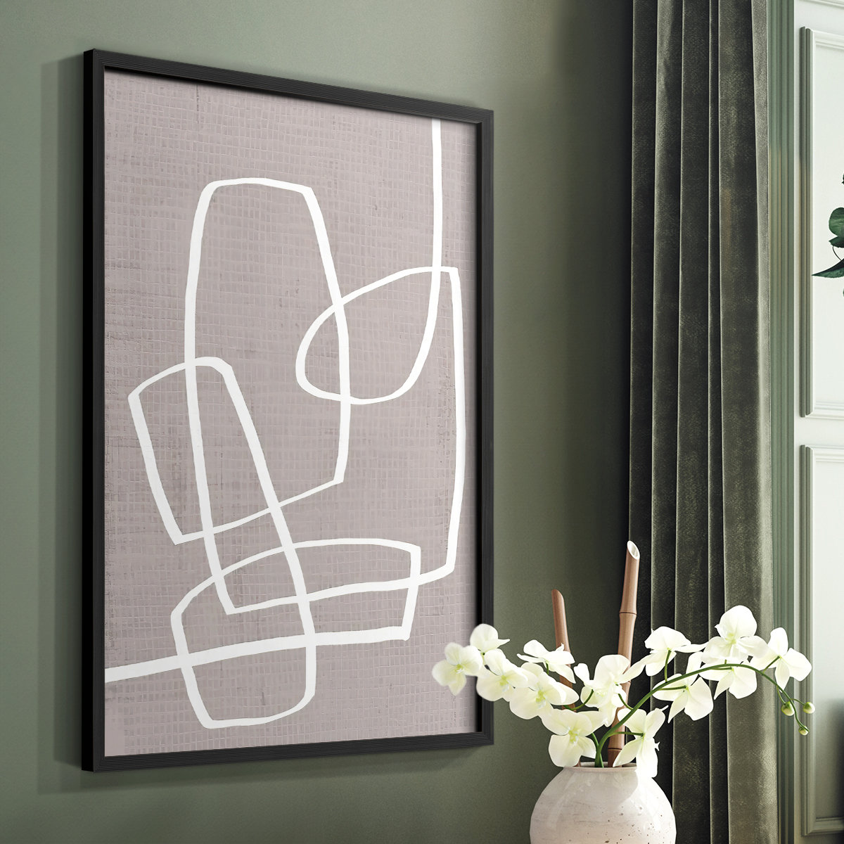 Wrought Studio™ Linen Roundabout II Framed Print - Solid Wood | Wayfair