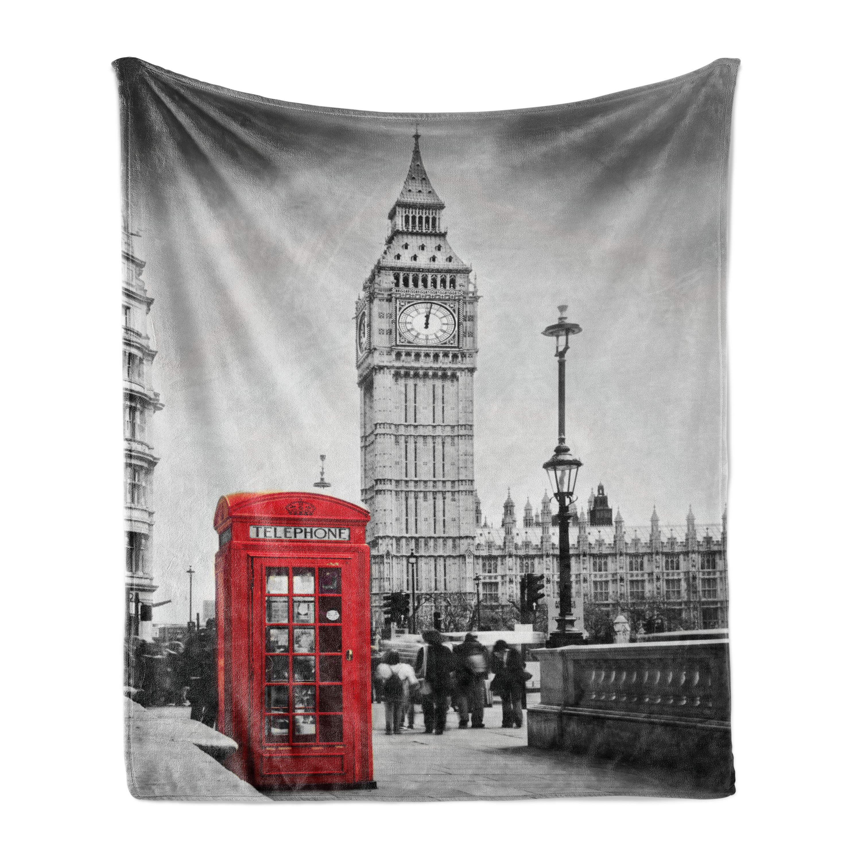Ambesonne London Fleece Throw Blanket Telephone Booth Big Ben 50"x60 ...