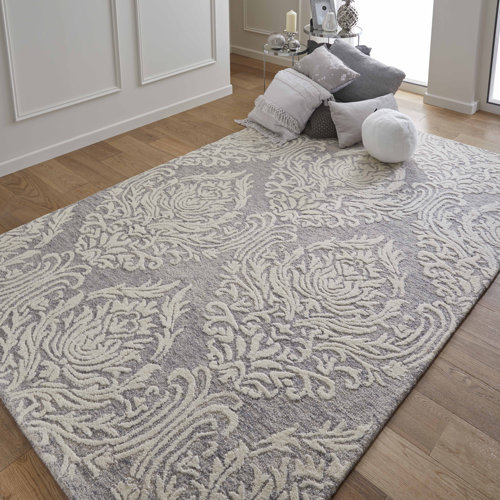 Latitude Vive Andi-Louise Damask Handtufted Grey Area Rug | Wayfair.co.uk