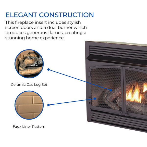 Duluth Forge Dual Fuel Ventless Gas Fireplace Insert - 32,000 BTU, T ...