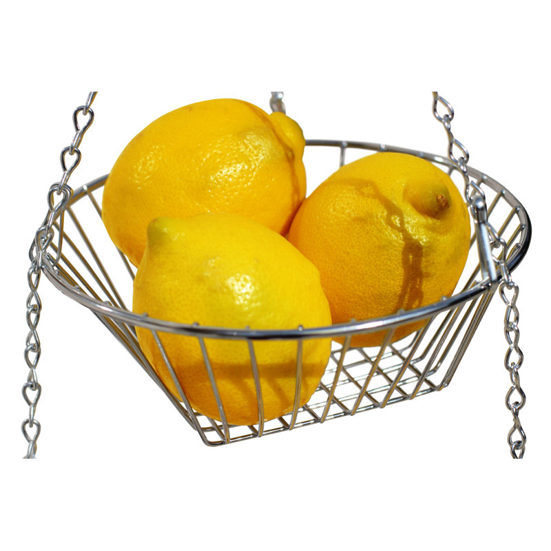 Latitude Run® Hanging Fruit Basket, 3-Tier, Chrome | Wayfair