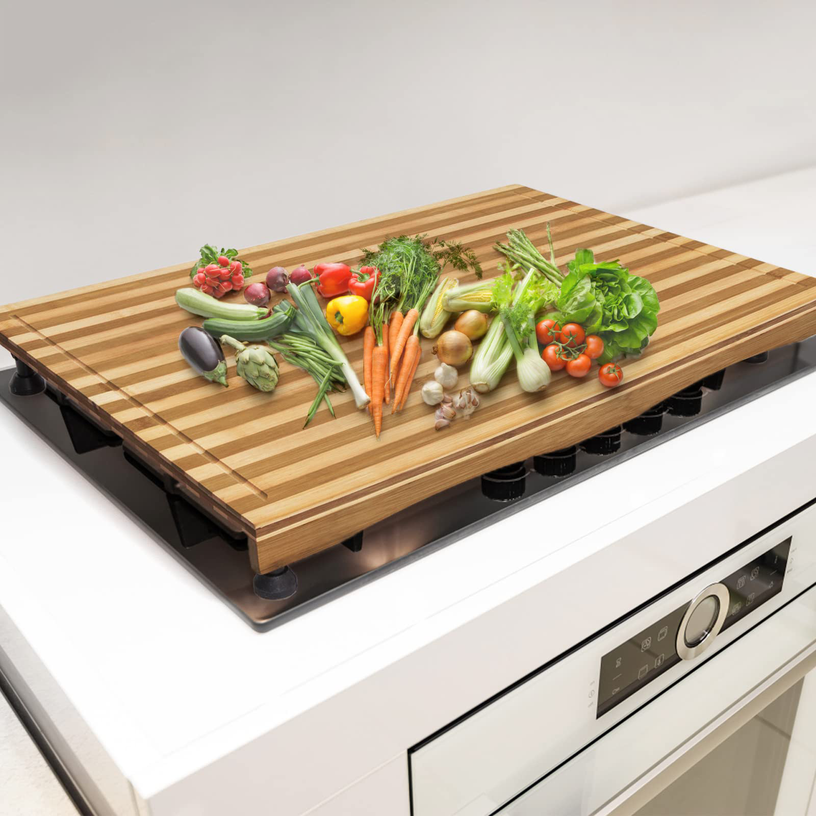Rainbow Home Bamboo Stovetop Cover&Countertop Cutting Board With ...