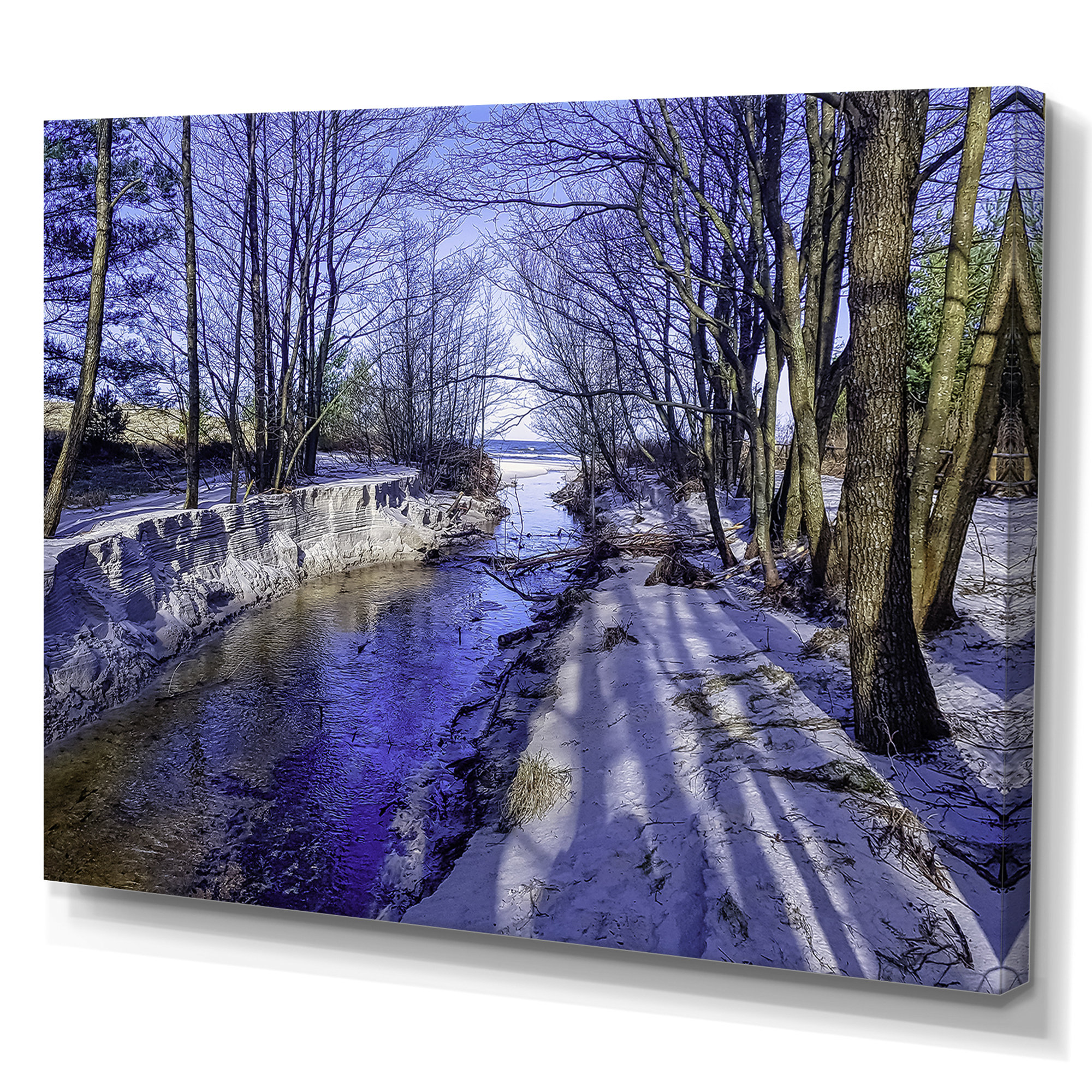 Millwood Pines Forest River In Winter Scenery - Floater Frame Print on ...