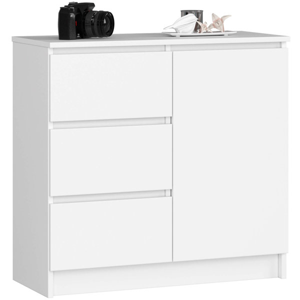 17 Stories Chest of drawers 17 Stories JERRY white 80cm door 3 drawers ...