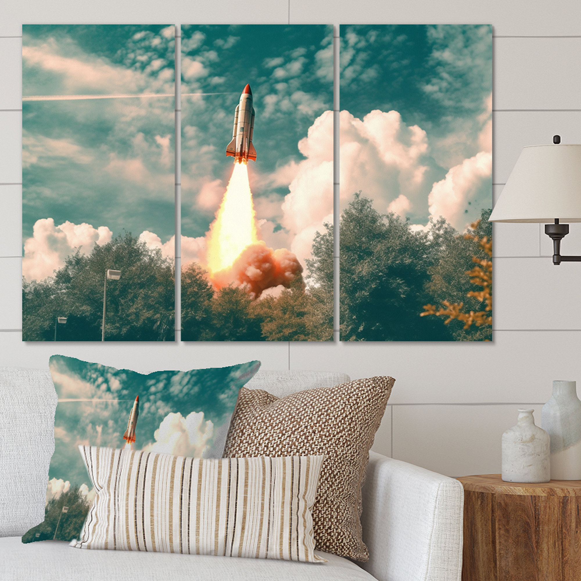 Williston Forge Spaceship Rocket In Florida I - Modern Canvas Print Set ...
