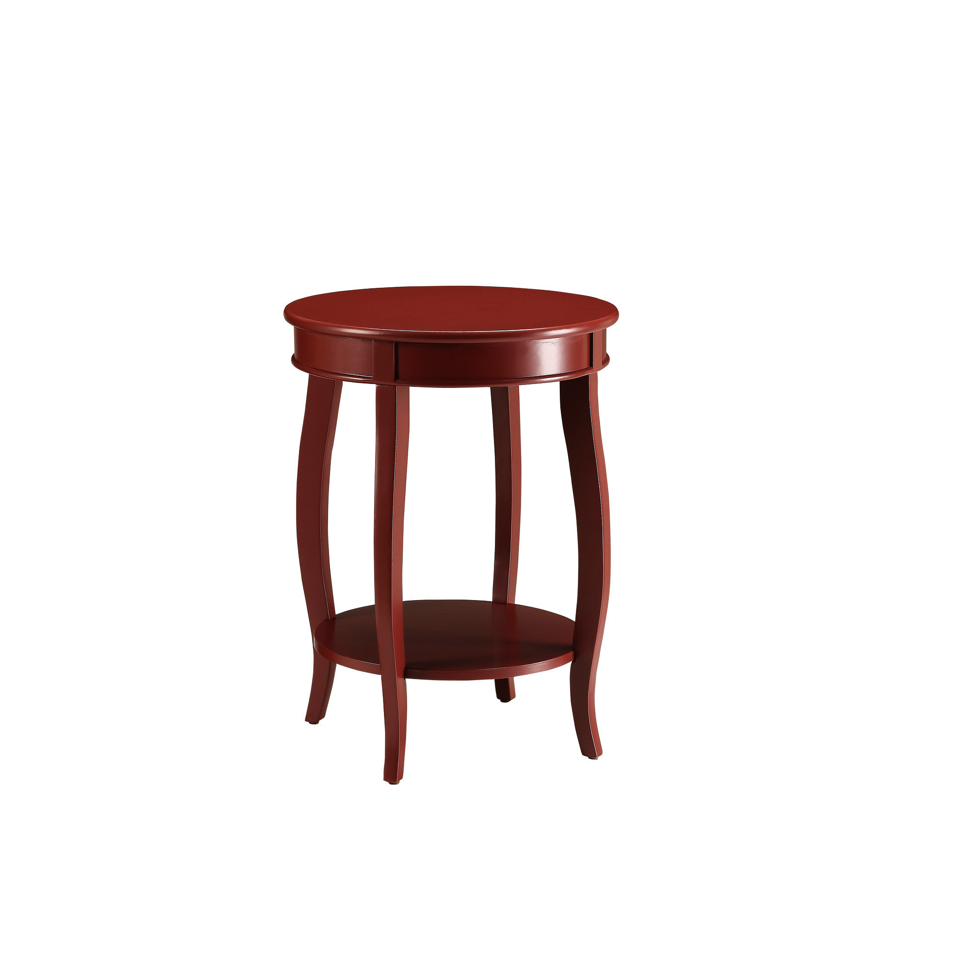 Winston Porter Accent Table With Red Finish And Shelf For Entrance Open Storage Wooden Apron ...