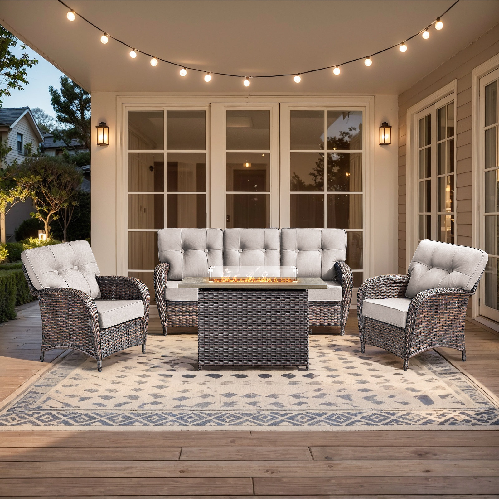 Lark Manor™ Fiorillo 4-Piece Outdoor Wicker Patio Conversation Set With ...