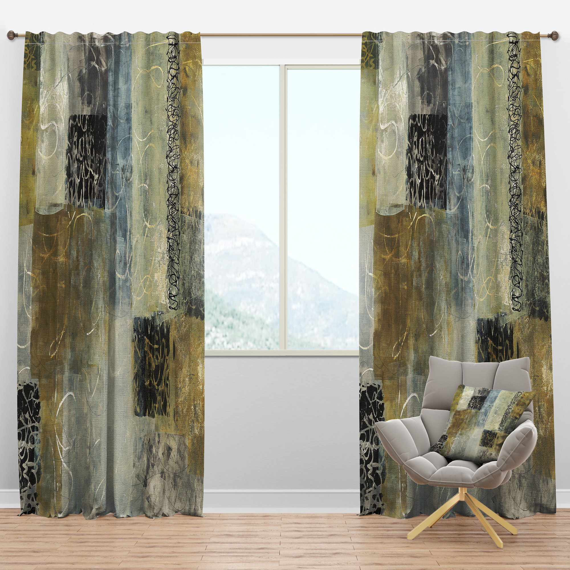 Design Art Multicolor Twin City - Abstract Curtain - Velvet Room ...